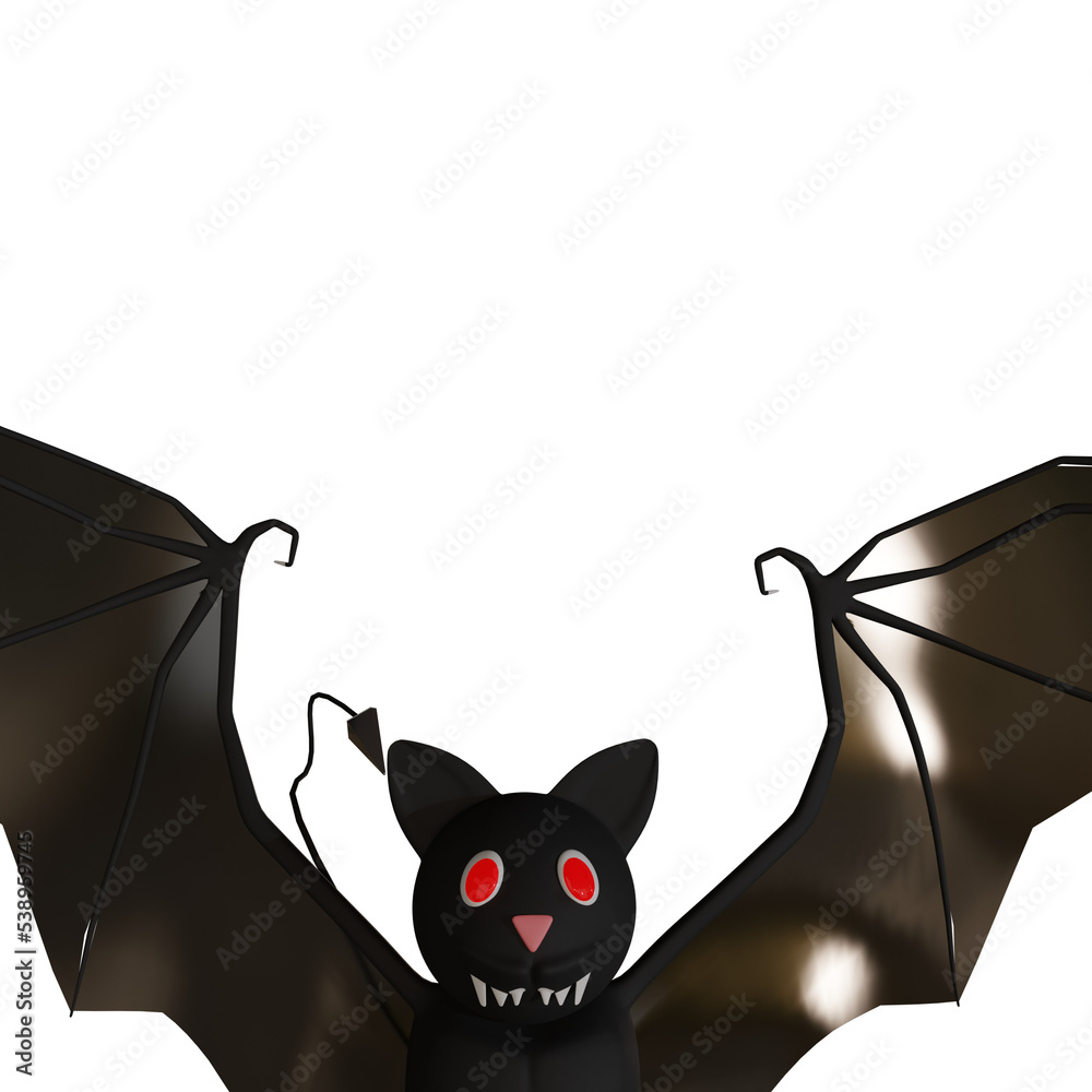 Evil bat Flying. bat halloween background. Bat cartoon 3d render ...