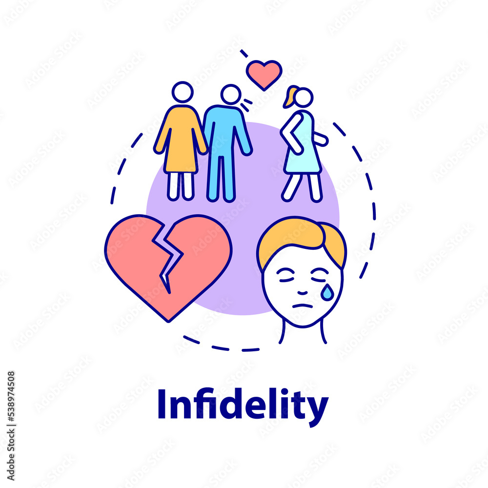 Infidelity concept icon. Cheating partner in marriage. Divorce reason ...