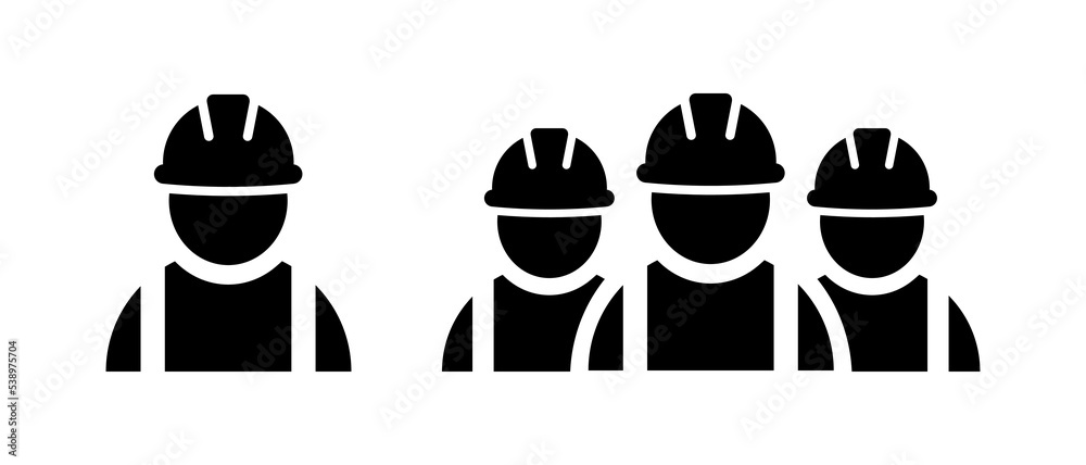 Construction worker icons in flat style. Building contractor symbols ...