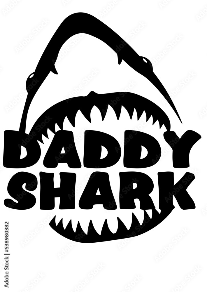 Daddy shark party decoration. SVG image. Isolated on transparent ...