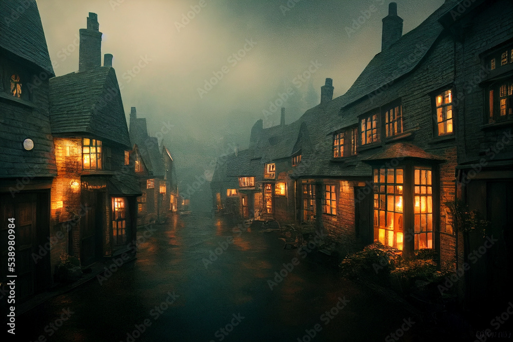Medieval City Street Night