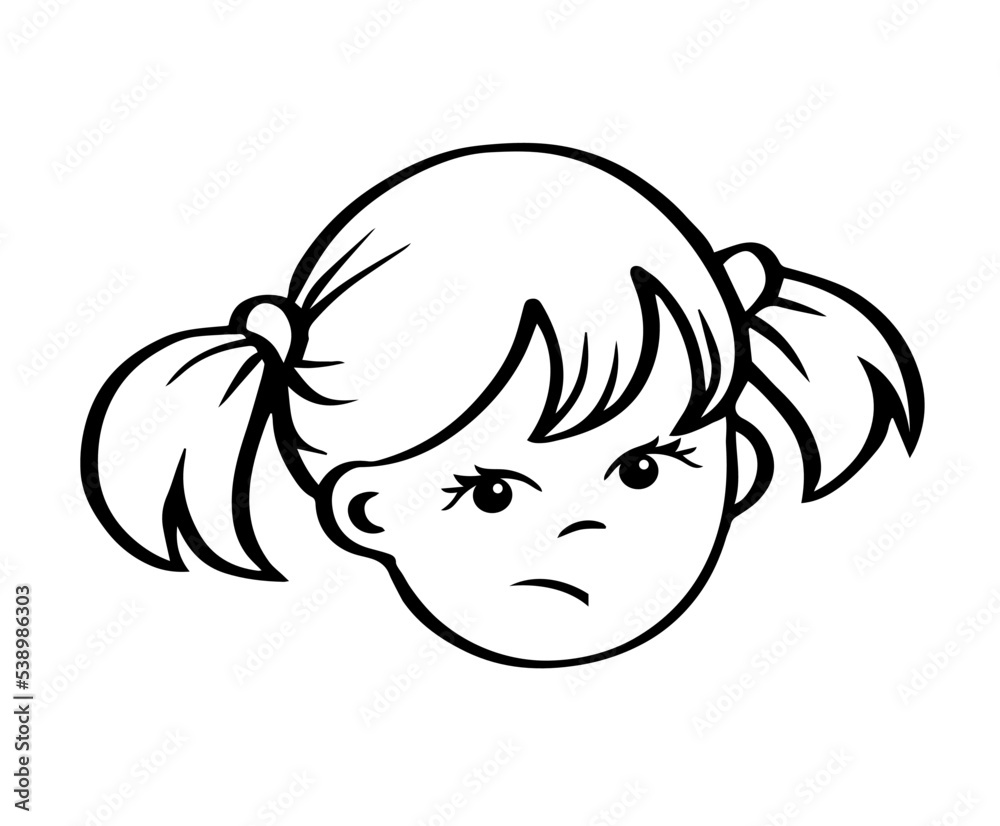 Sad face of a little girl on a white background. Unhappy face. Guilt ...