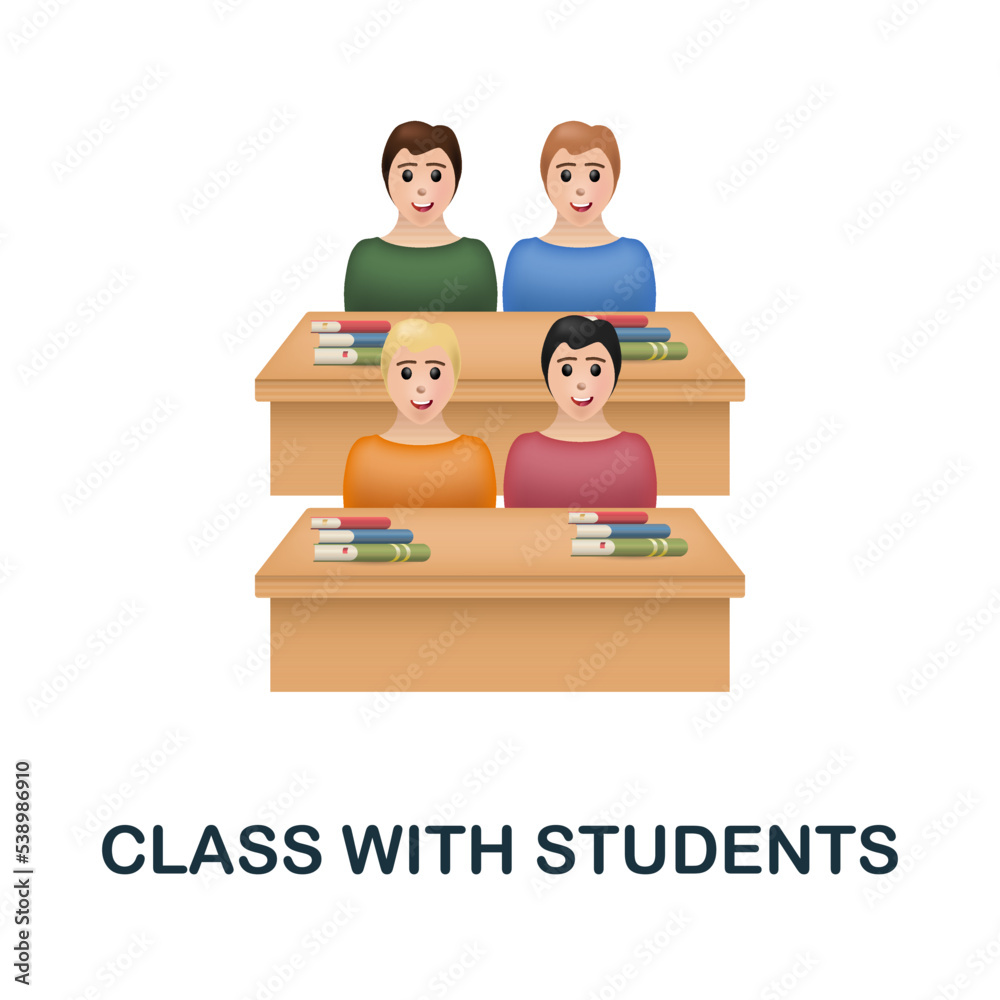 Class With Students icon. 3d illustration from back to school ...