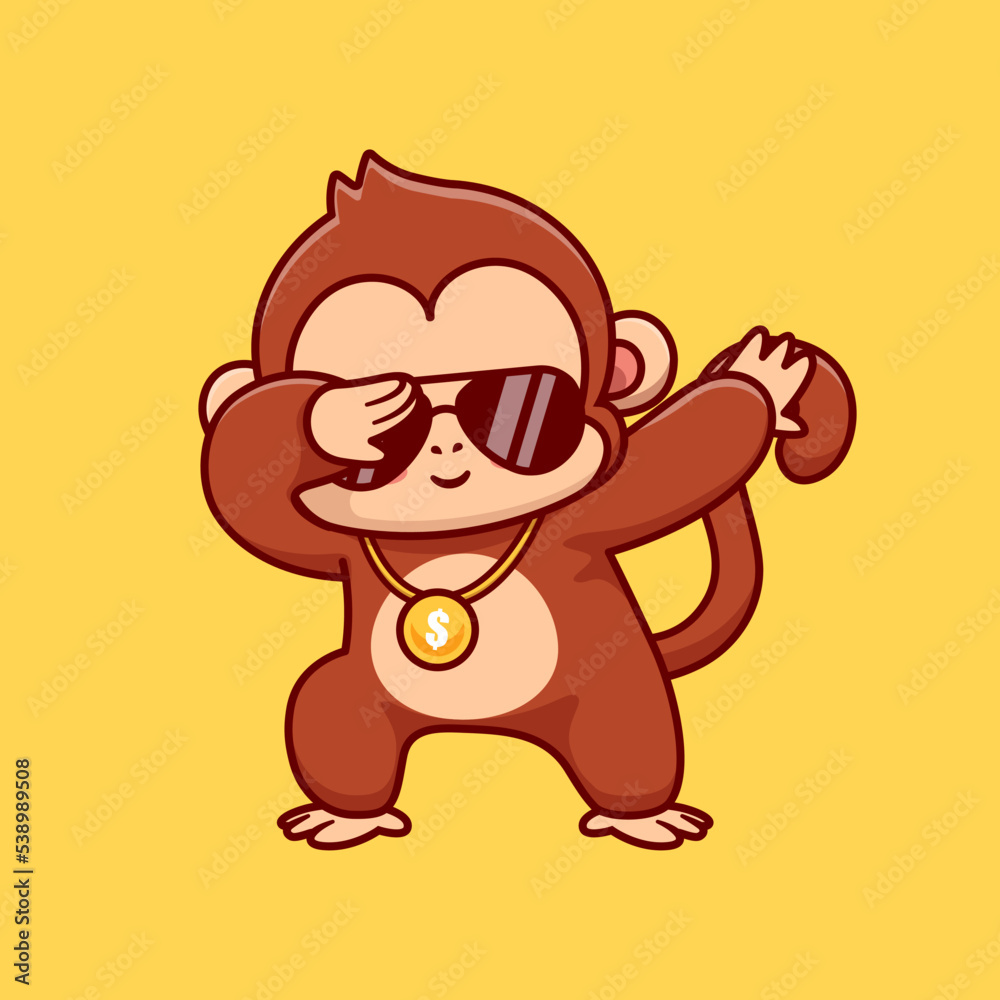 Cool Monkey Dabbing Cartoon Vector Icon Illustration. Animal Nature ...
