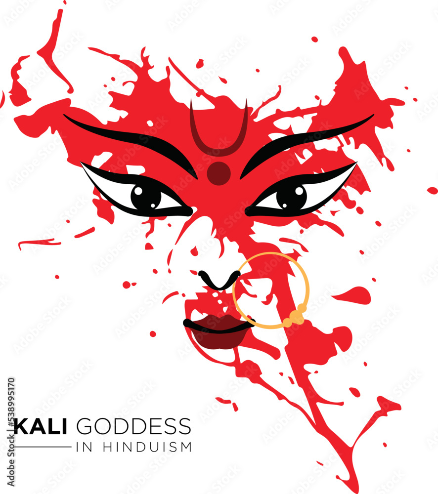 Easy to edit vector illustration of Goddess Kali puja celebration ...