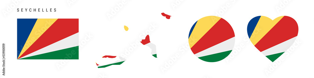 Seychelles flag icon set. Republic of Seychelles pennant in official ...