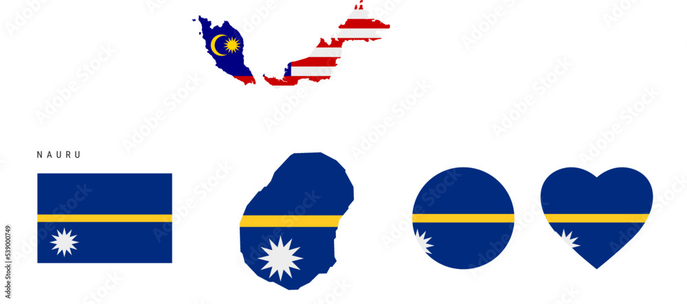 Nauru flag icon set. Nauruan pennant in official colors and proportions ...