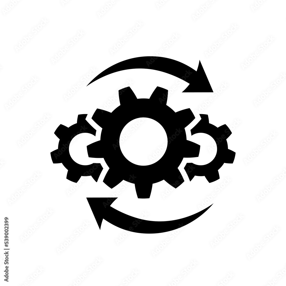 Process icon in flat style isolated on white. Process symbol in black ...