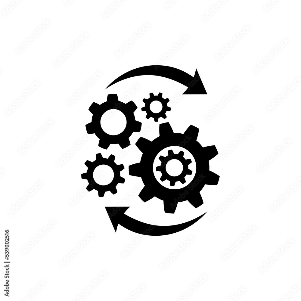 Operations icon in flat style isolated on white. Effective process ...