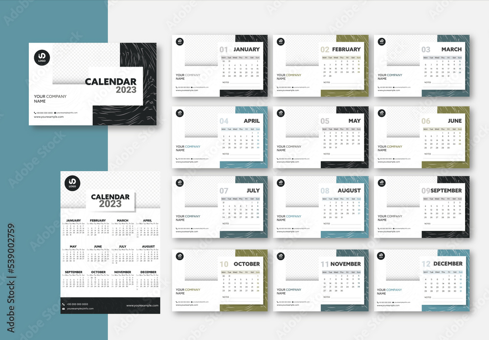 Desk Calendar Set for Year 2023 Stock Template | Adobe Stock
