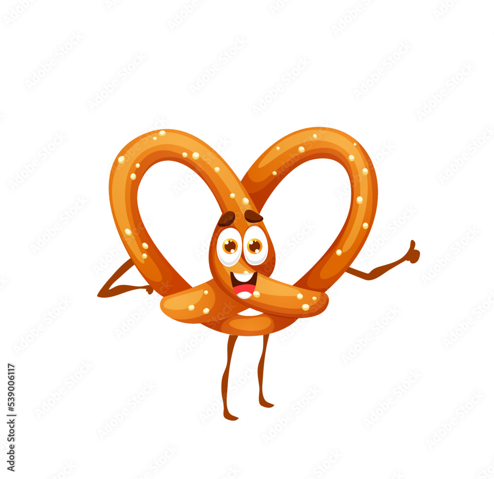 Funny pretzel cartoon character. Isolated vector confectionery ...