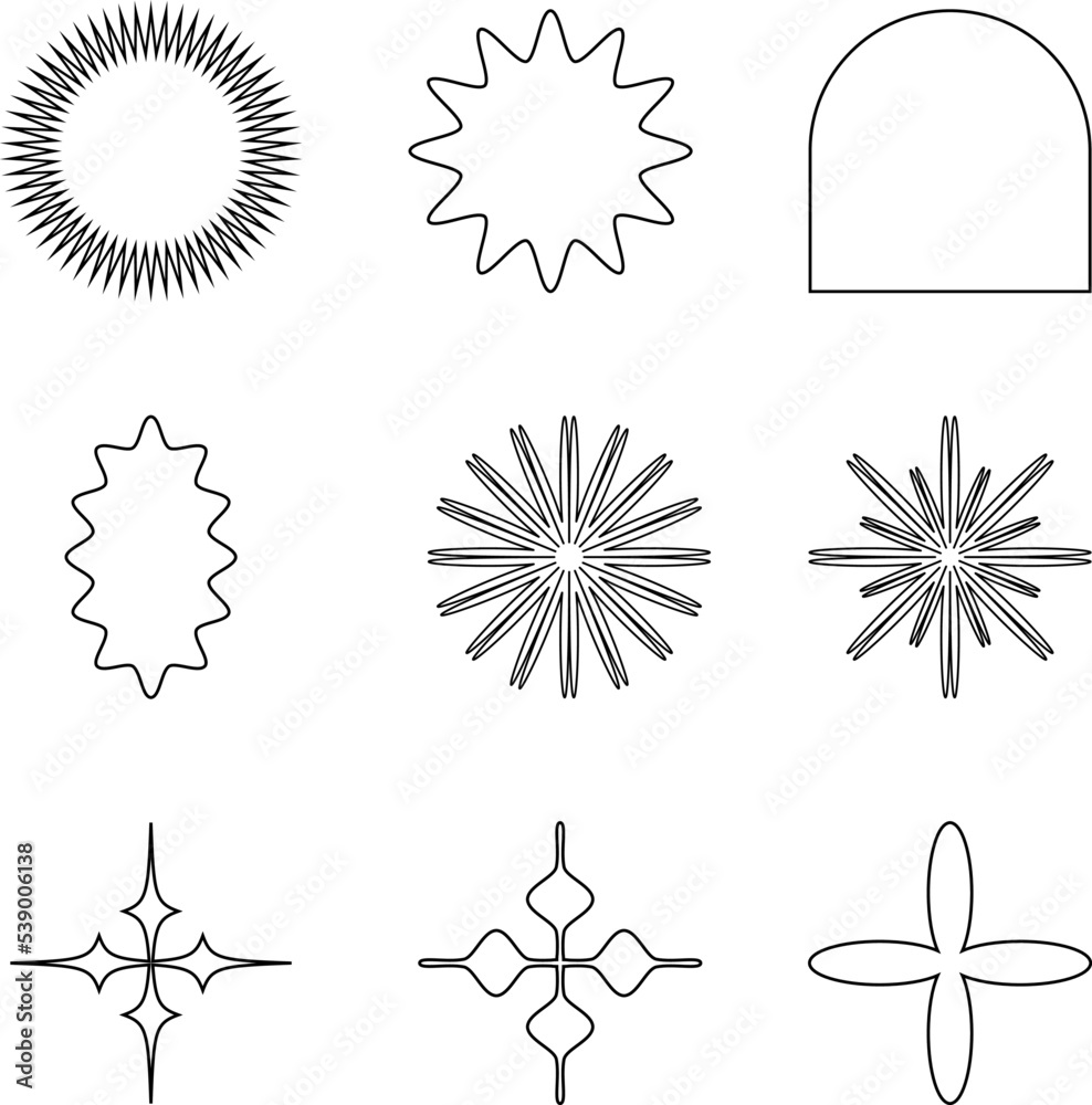 Retro geometric outline shapes. Vector illustration Stock Vector ...
