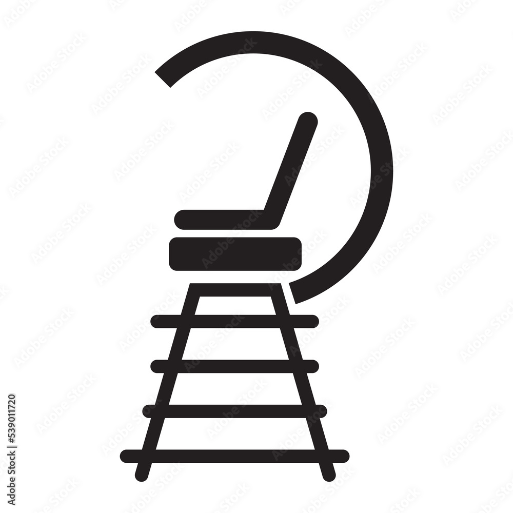 Tennis referee chair icon vector design template in black color ...