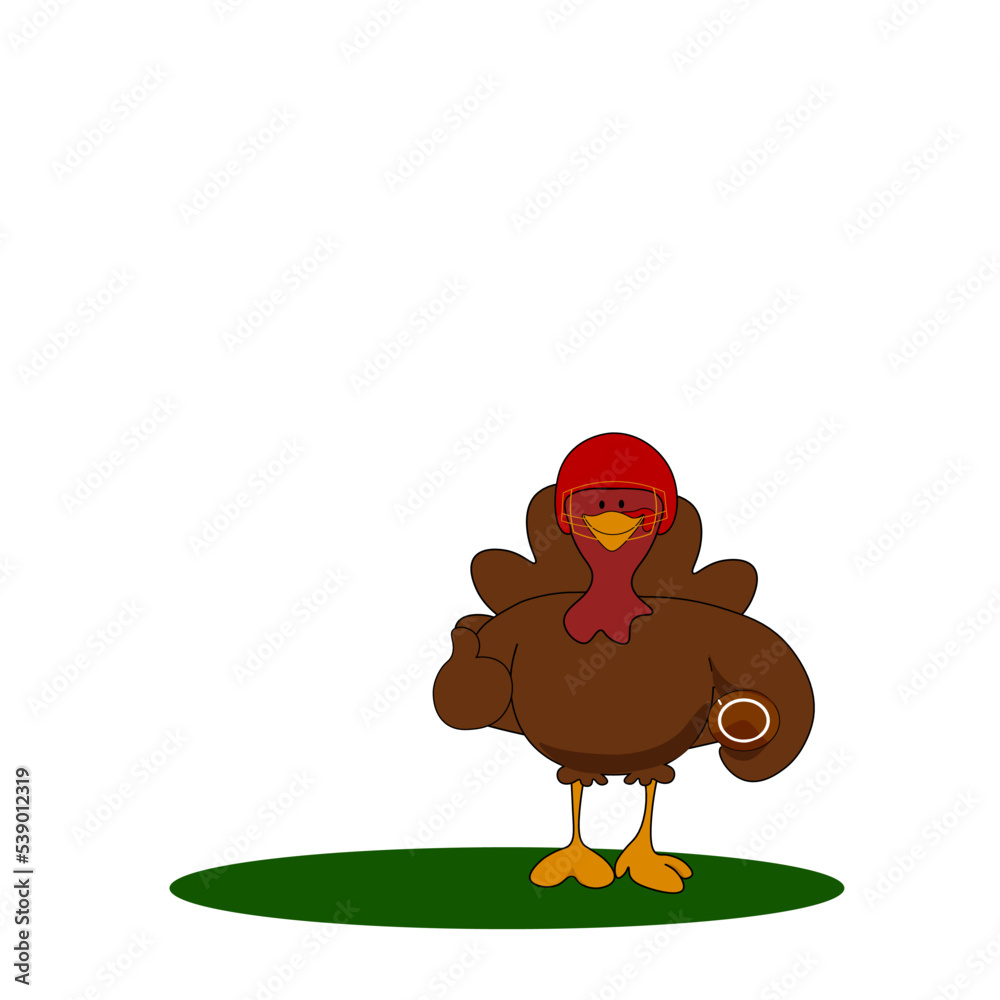 Cartoon turkey playing football for thanksgiving no background Stock ...