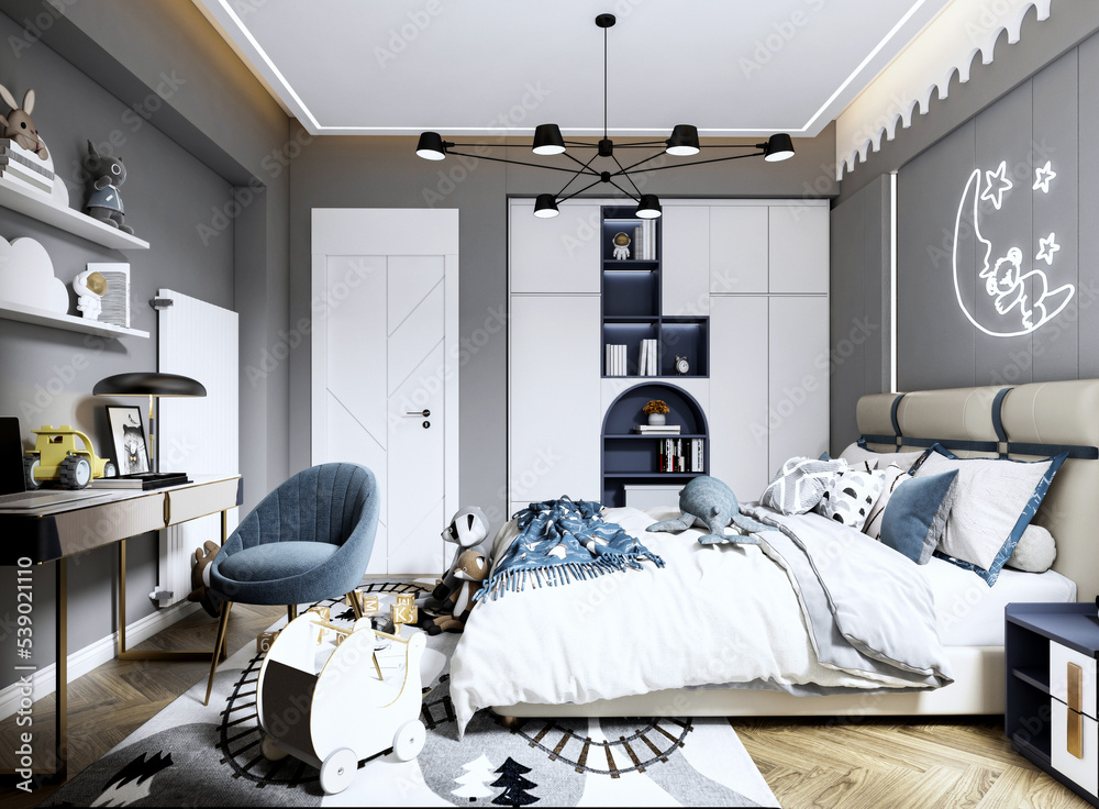 hotel room interior, hotel room with bed, modern nursery, teen room ...