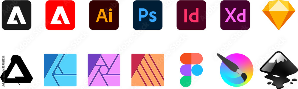 Adobe Illustrator, Photoshop, InDesign, Figma, Sketch, Inkscape ...