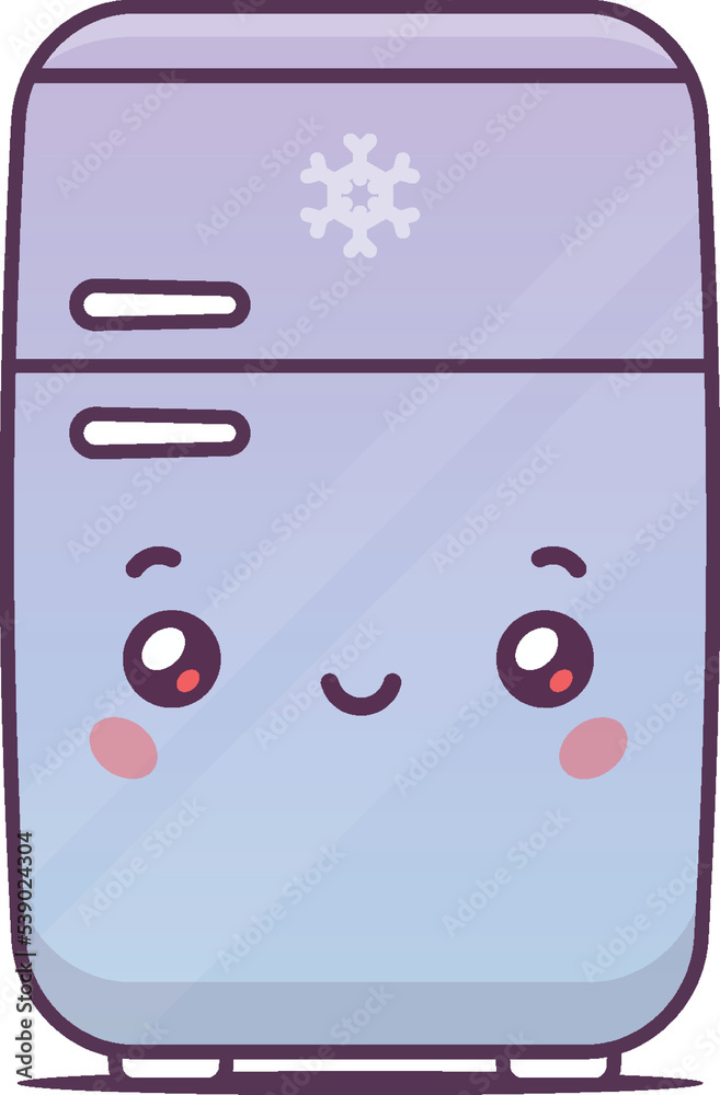 Kawaii refrigerator mascot cartoon character vector illustration Stock ...