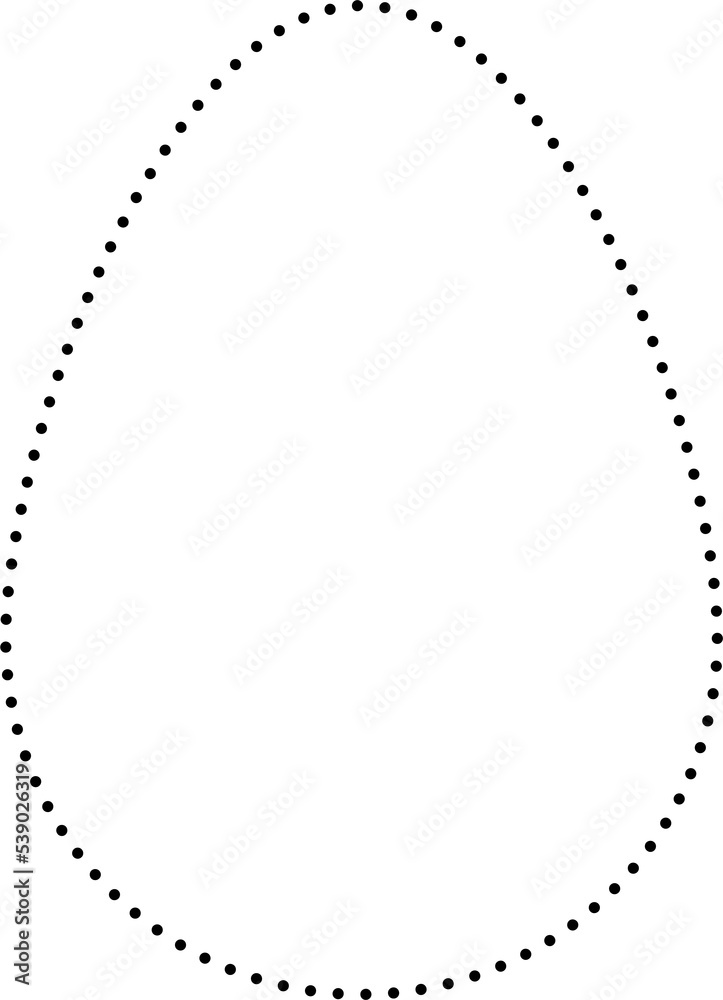 Black outlined egg shape, dotted line. Oval design element. Isolated ...