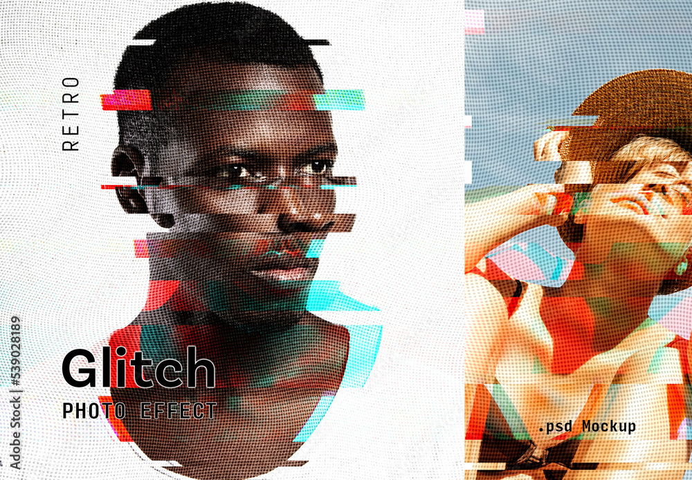Retro Glitch Photo Effect Stock Template | Adobe Stock