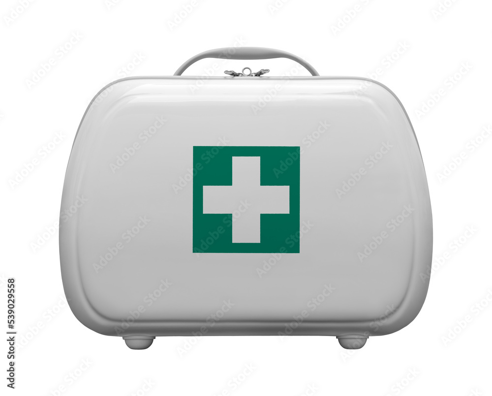 Poster First aid kit with green cross logo on transparent background ...