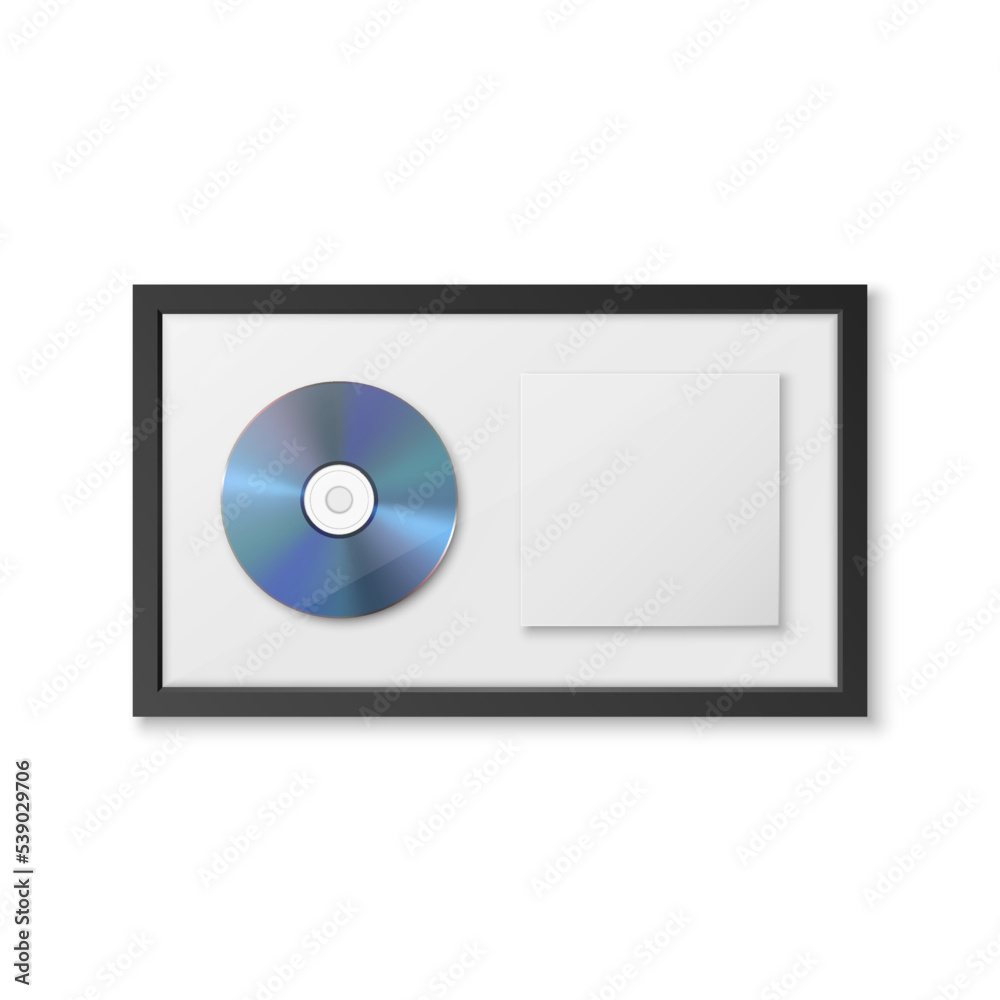 Realistic Vector 3d Blue CD, Label with Black CD Cover Frame Isolated ...