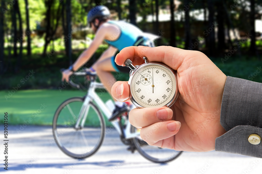 measurement of the speed of a riding cyclist at a sports distance using ...