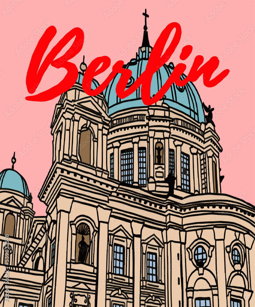 Vector illustration of Berlin city skyline annotations, various ...