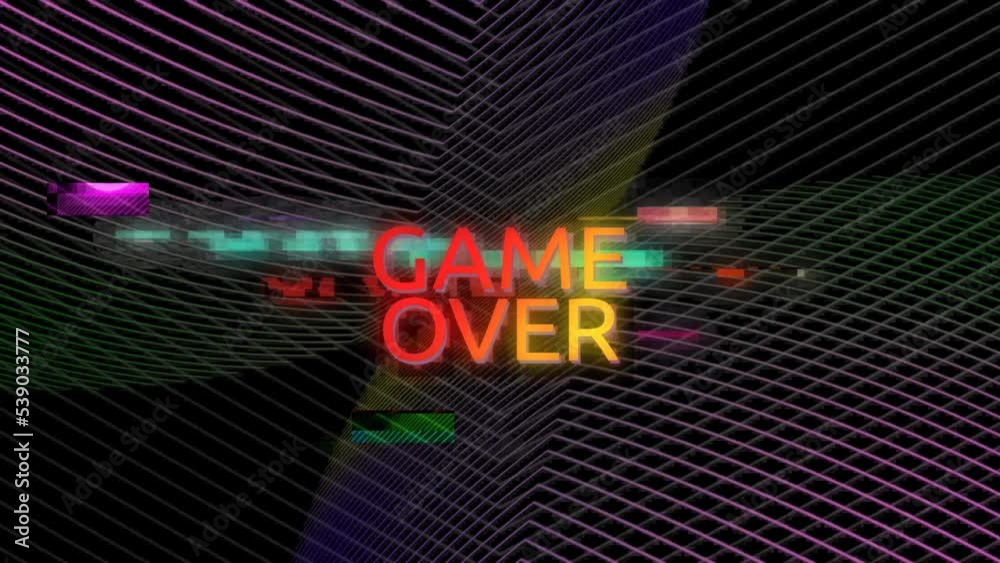 Game over on an animated background. Game over on an abstract animated ...
