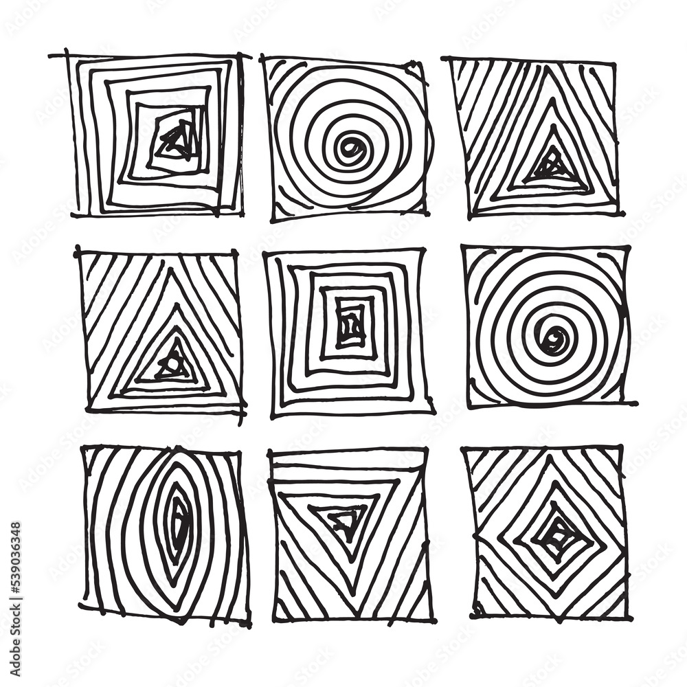 Geometric figures. Line drawing of squares. Vector illustration. Square ...