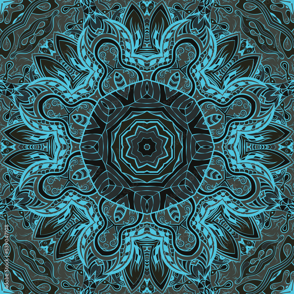 Seamless tile texture. Tracery mehndi design image. Dark toxic colors ...