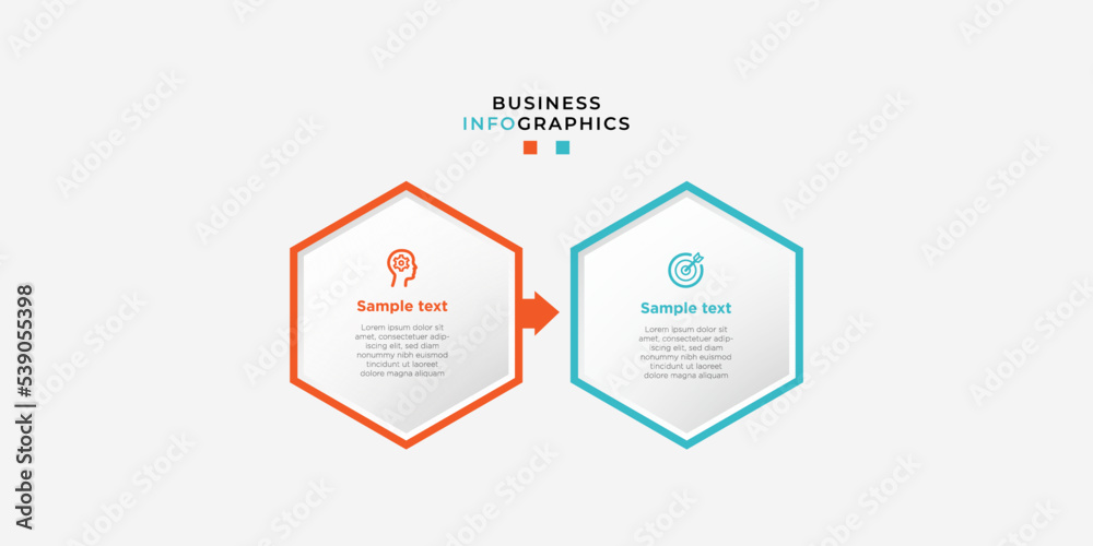 Modern business infographic template design with 2 step or options ...