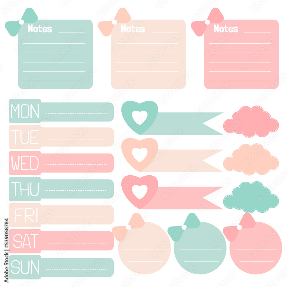 Cute paper notes. Stationary set. Scrapbook notes and cards.Printable ...