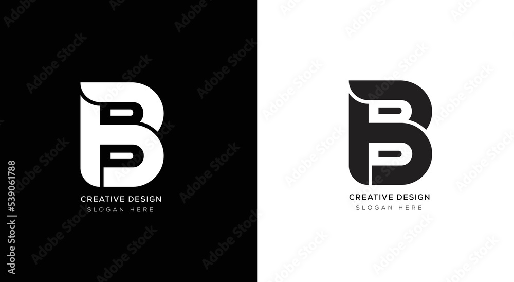 Gradient letter B logo design with black and white Stock Vector | Adobe ...