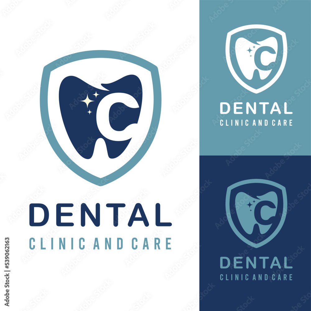 Initial c Letter with Tooth Dental Icon for Dental Clinic and Care for ...