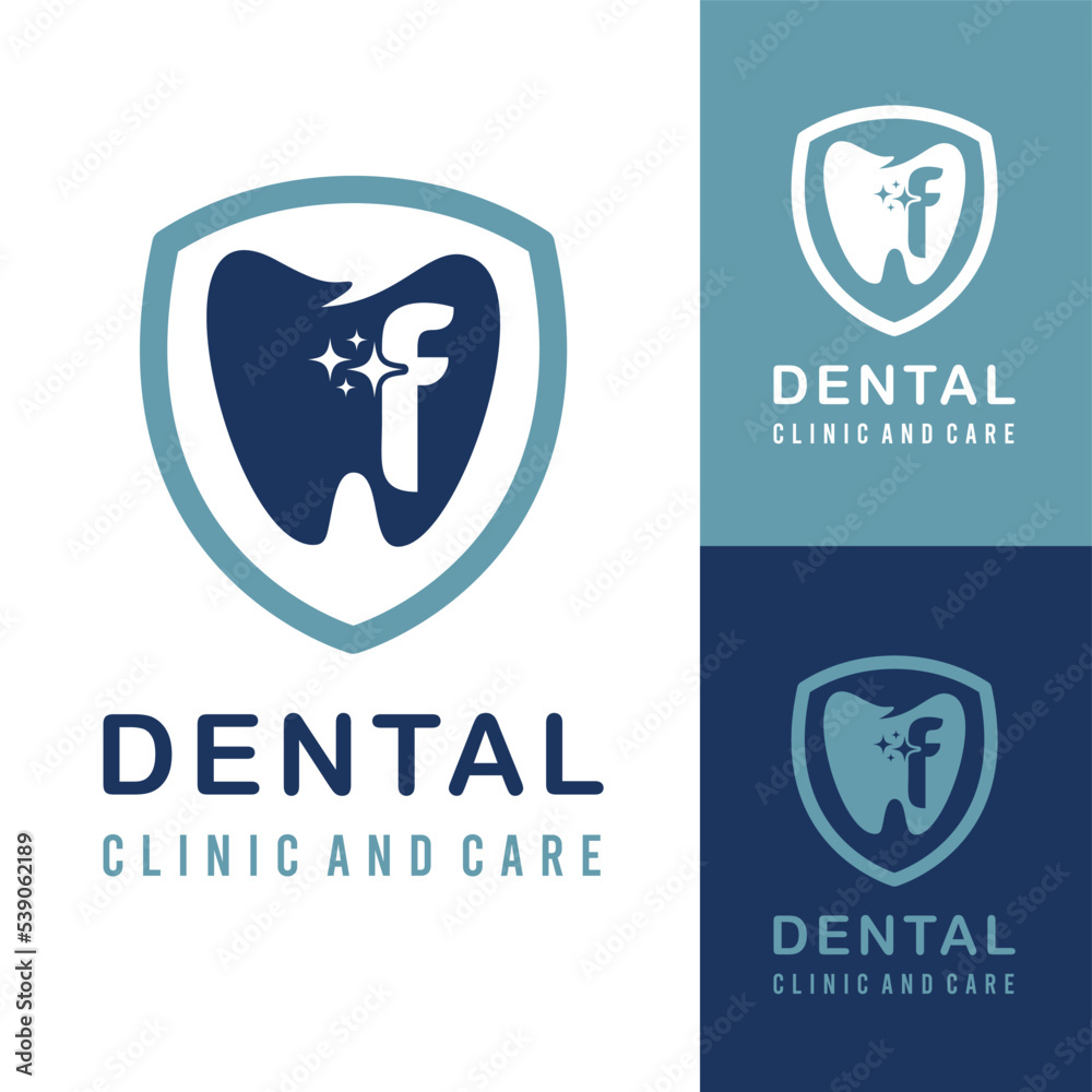 Initial f Letter with Tooth Dental Icon for Dental Clinic and Care for ...