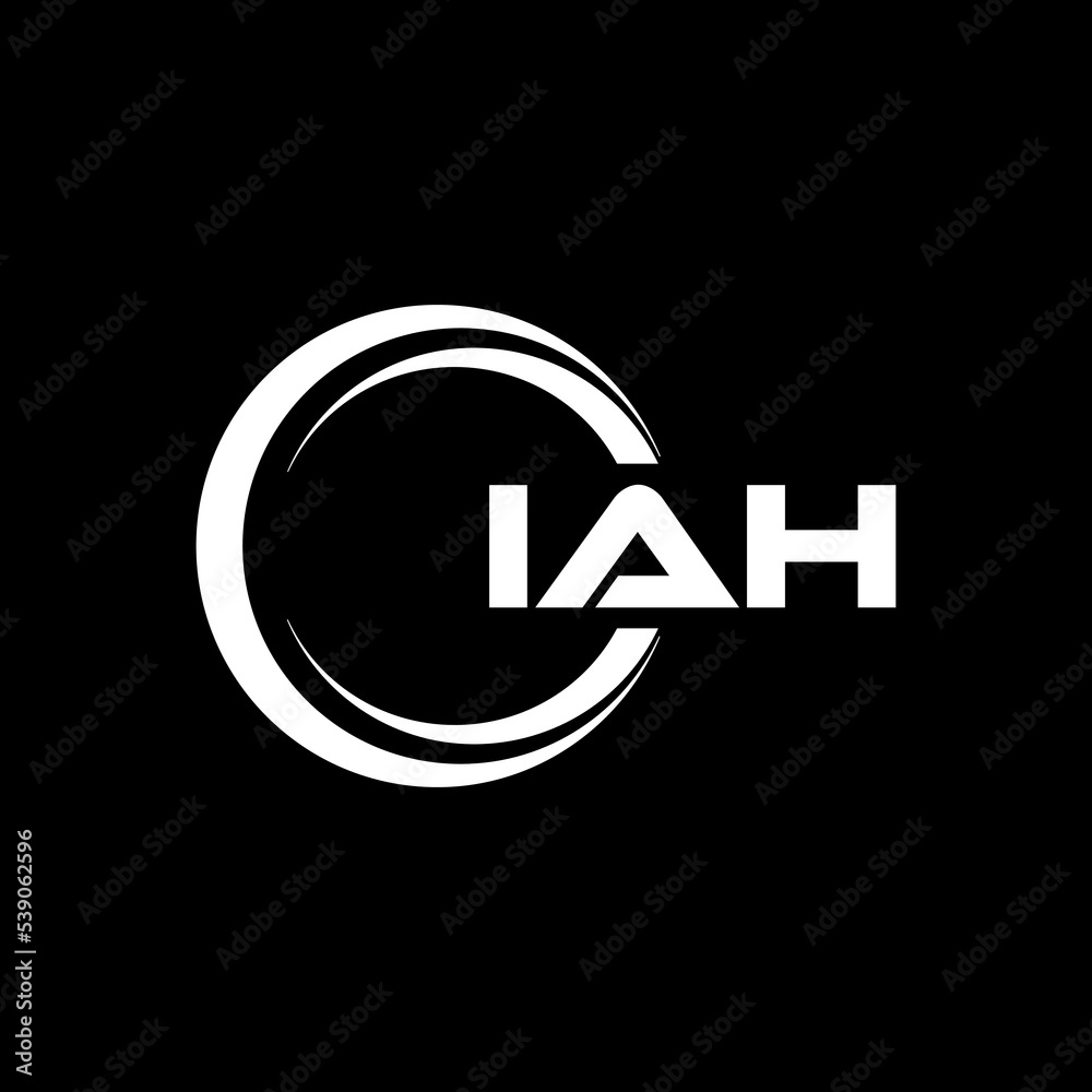 IAH letter logo design with black background in illustrator, cube logo ...
