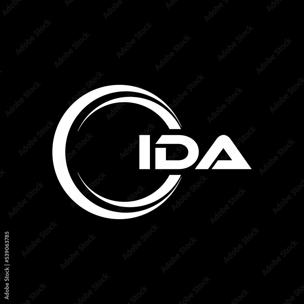 IDA letter logo design with black background in illustrator, cube logo ...
