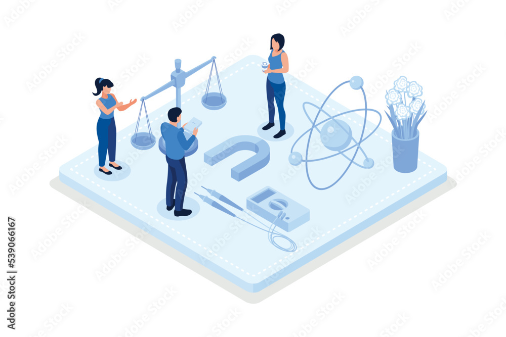 Physics school subject concept. Scientist explore electricity ...