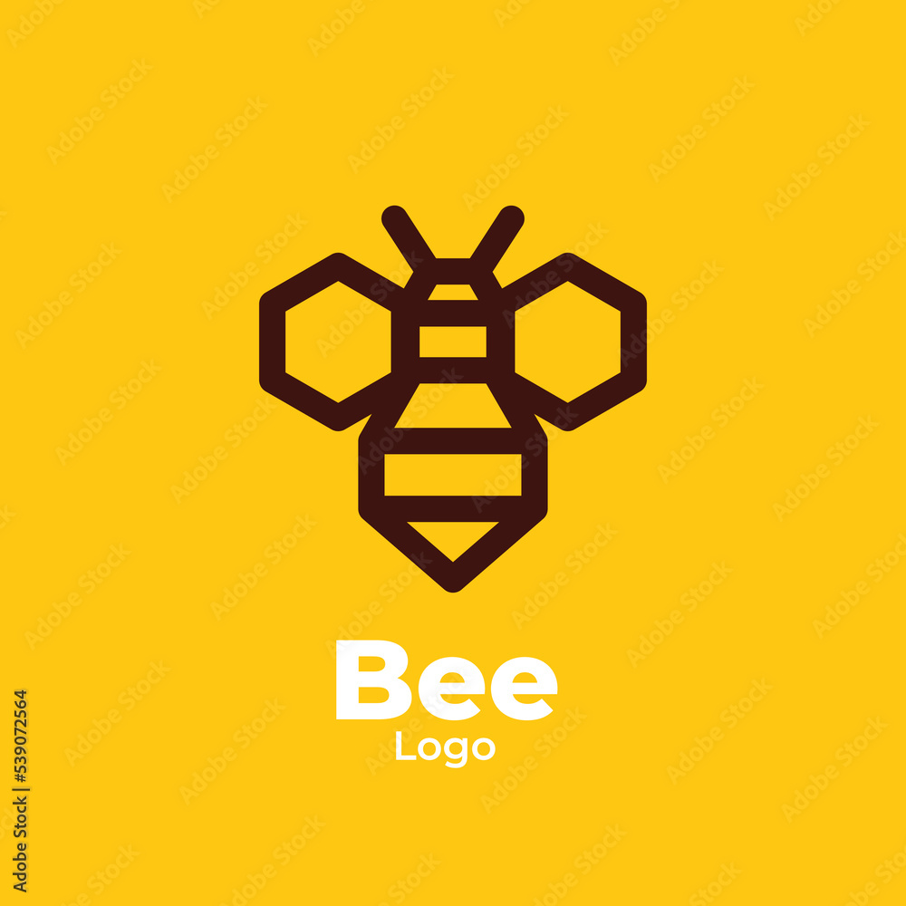 Modern and Simple Monoline Bee logo design. Simple bee logo in lineart ...