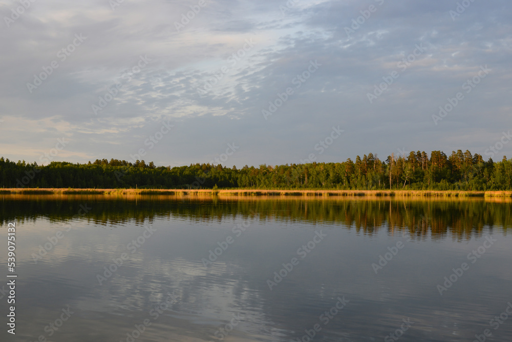 Nature landscape. Beautiful lake, calm scene Stock Photo | Adobe Stock