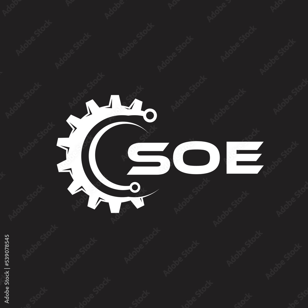 SOE letter technology logo design on black background. SOE creative ...