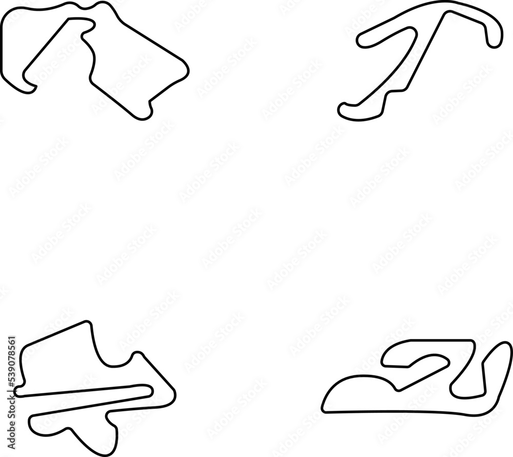 f1 car racing track and moto gp track vector line icons simple set ...