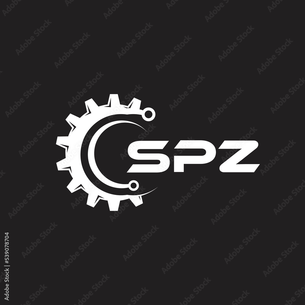 SPZ letter technology logo design on black background. SPZ creative ...
