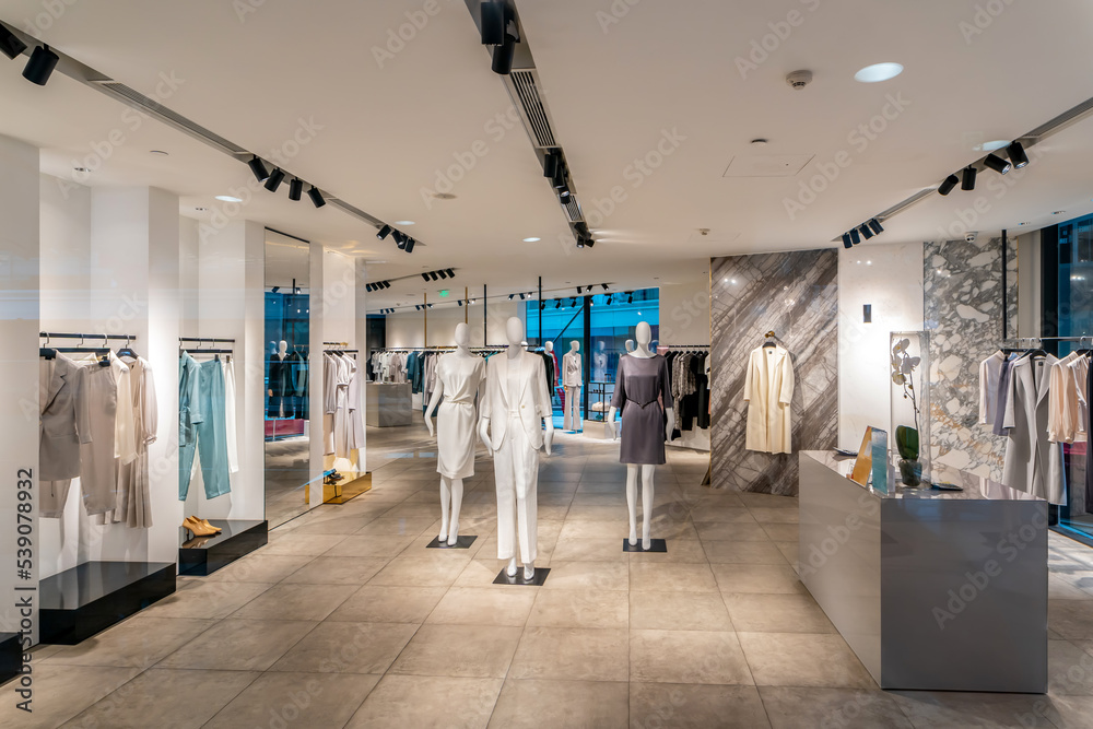 modern fashion store front in downtown shopping mall. Stock Photo ...