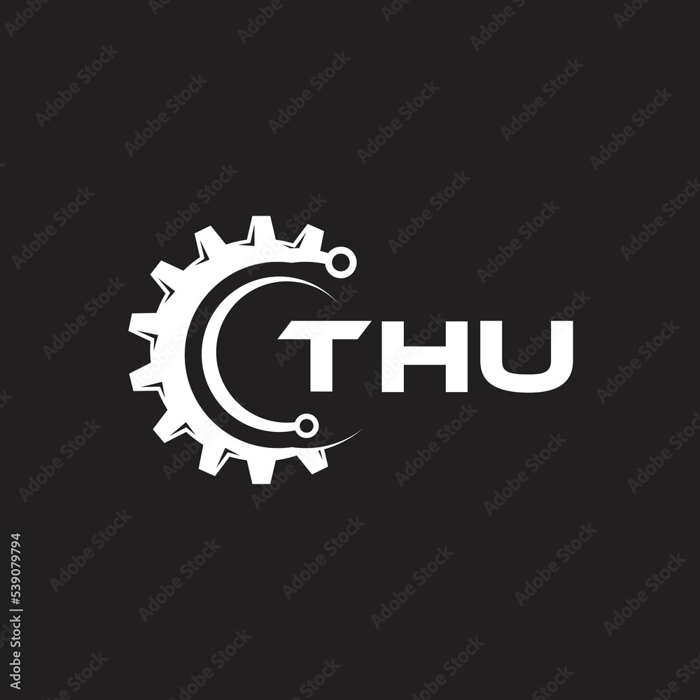 THU letter technology logo design on black background. THU creative ...