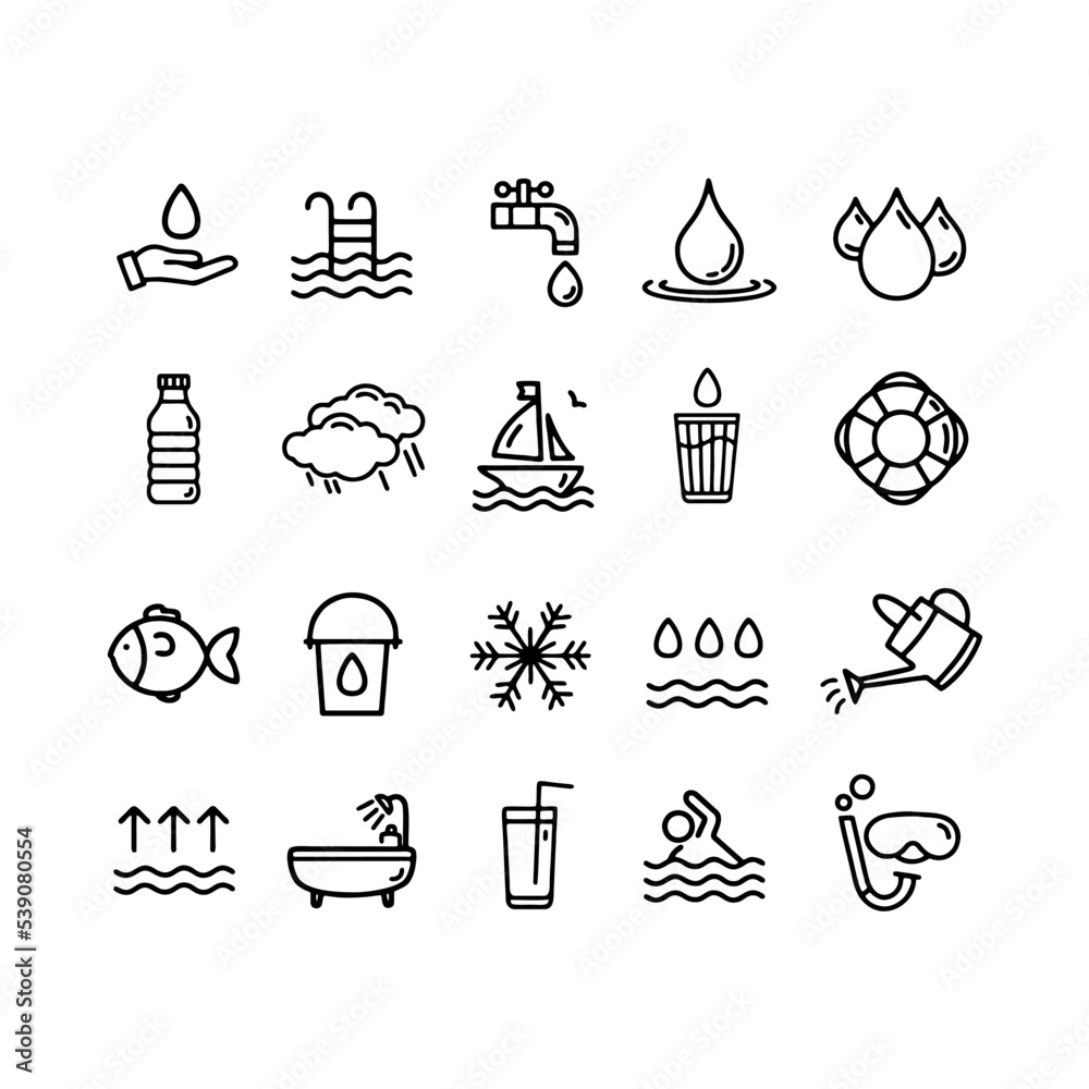 Premium set of water line icons. Simple pictograms pack. Stroke vector ...