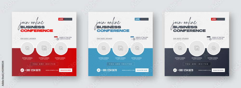 Online Business Conference live webinar banner invitation and social ...