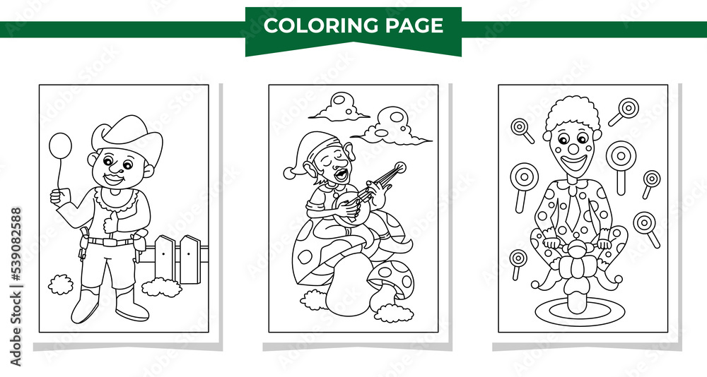 Coloring pages cartoon people vector illustration Stock Vector | Adobe ...