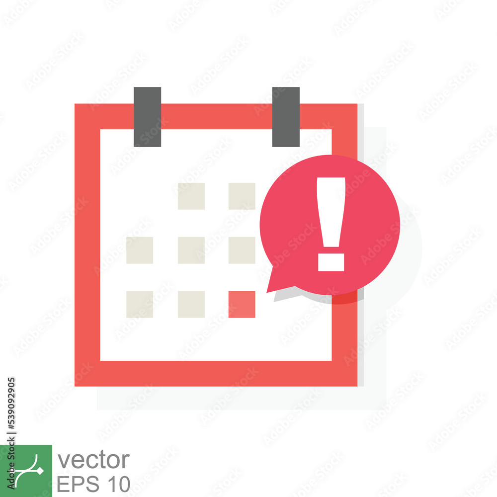 Calendar deadline icon. Simple flat style. Event reminder notification ...