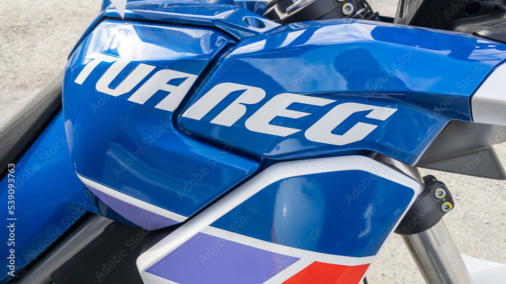 aprilia tuareg trail motorcycle logo brand and text sign in fuel tank ...